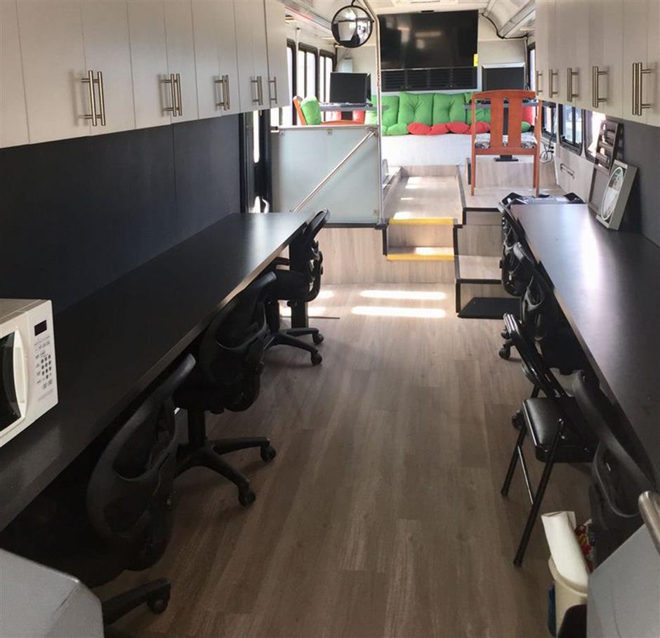 Former US transit bus converted into mobile workstation to help the ...
